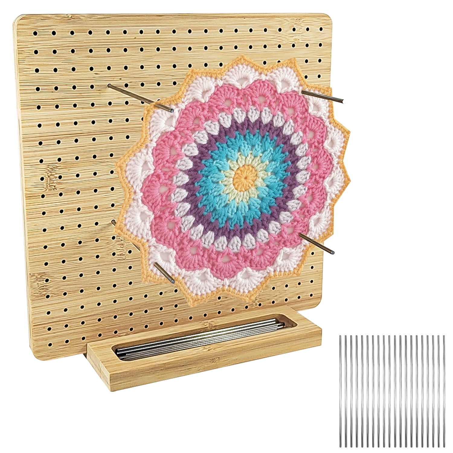 Miqiao Blocking Board for Crocheting, 11 inch Bamboo Granny Square ...