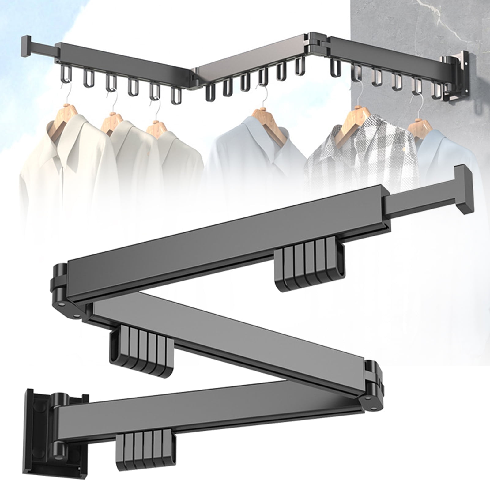 Miqiao Retractable Clothes Drying Rack, Wall Mounted Clothes Hanger ...