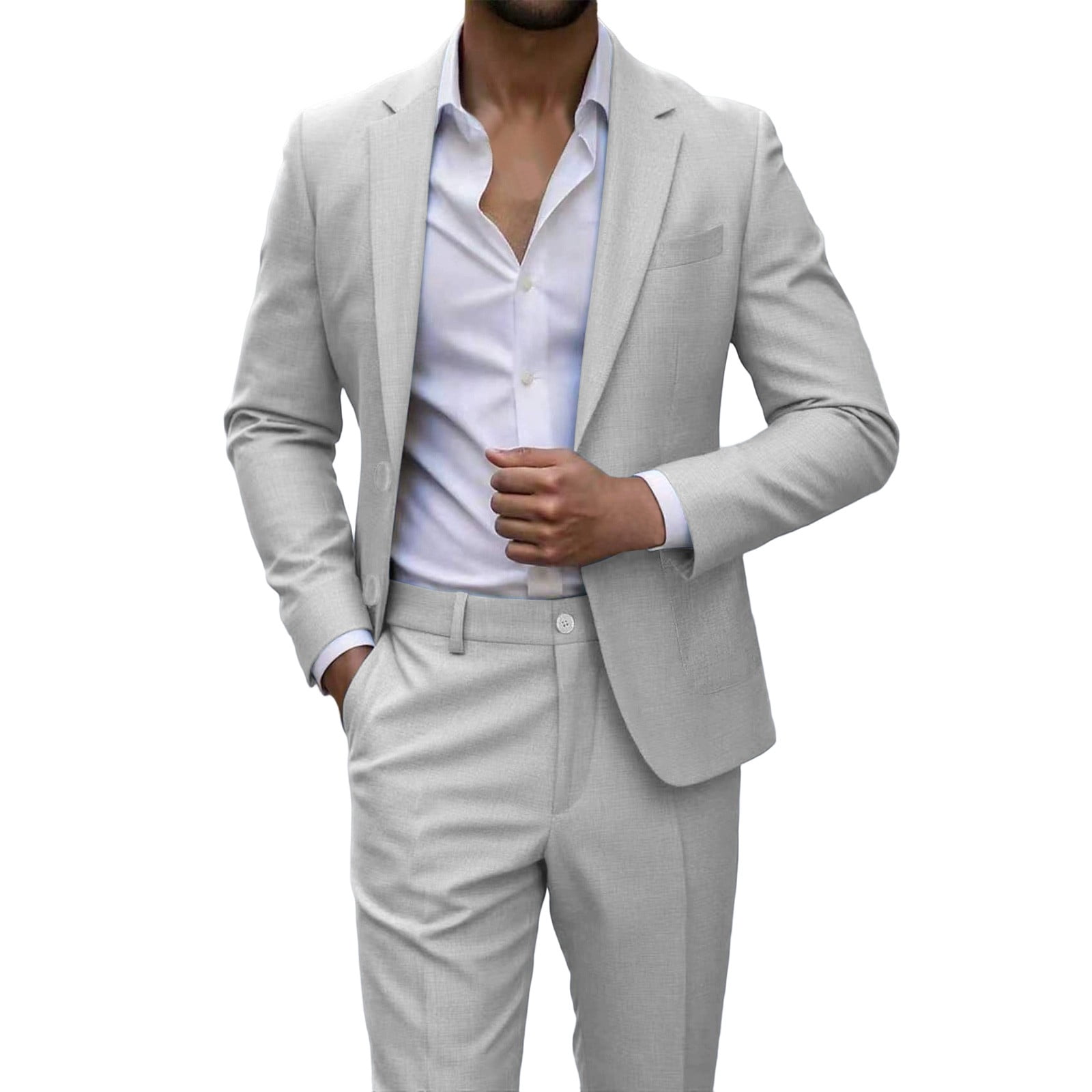 Miqool Men's 2 Piece Suits Slim Fit Two Button Blazer Jacket Pants ...