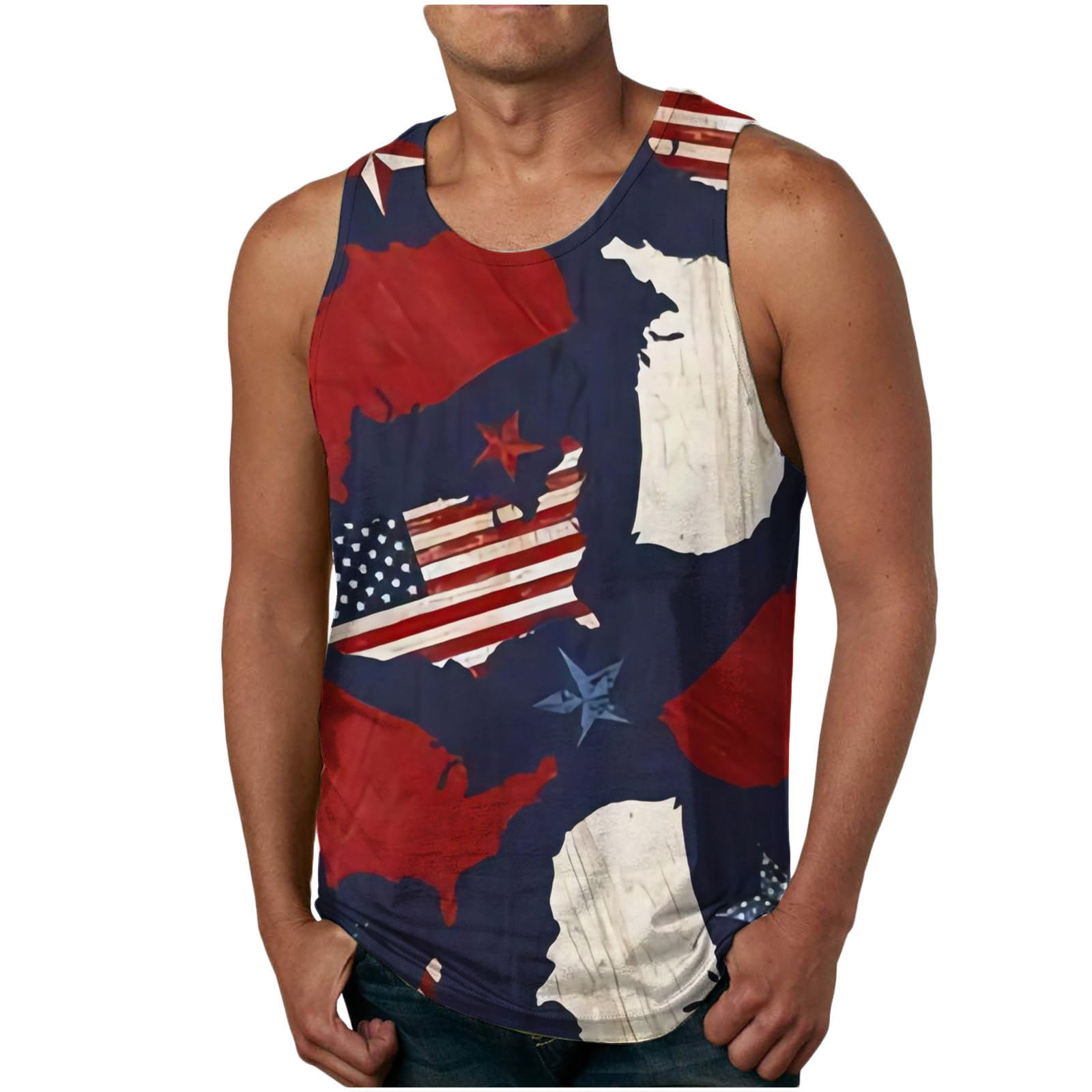 Miqool Men's Big & Tall 4th of July American Flag Patriotic Tank Tops ...