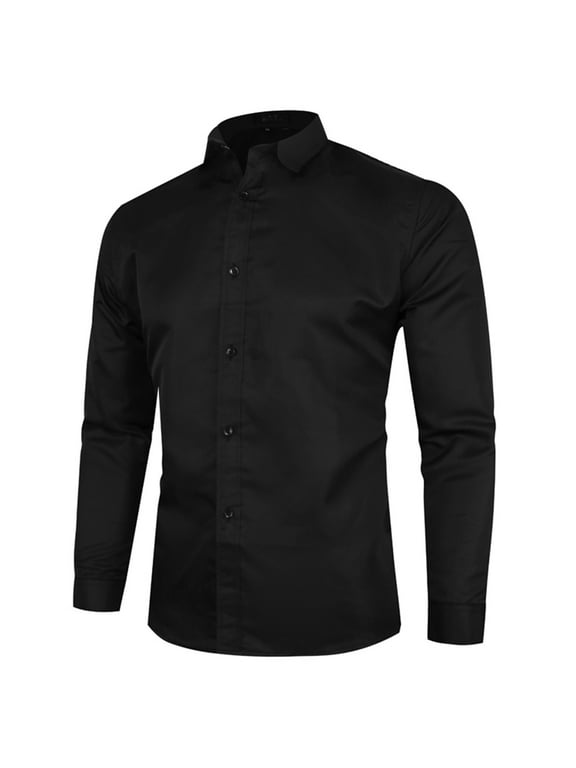 DDAPJ pyju Men's Dress Shirt Regular Fit Long Sleeve Solid Business ...