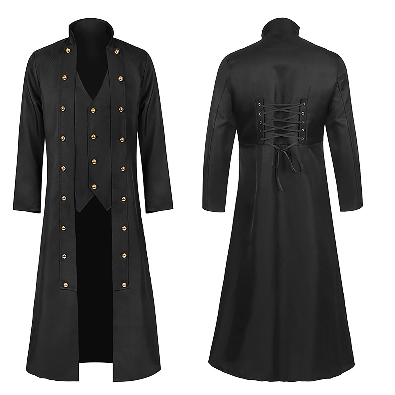 Miqool Men's Steampunk Vintage Jacket Renaissance Medieval Tuxedo Coat ...