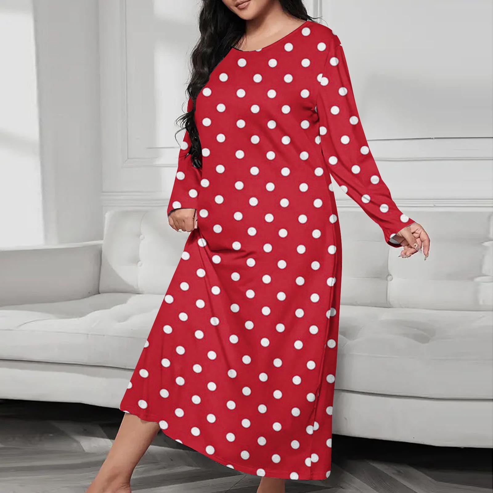 Miqool Nightgowns for Women Plus Size Pajamas Loose Comfy Long Sleeve ...