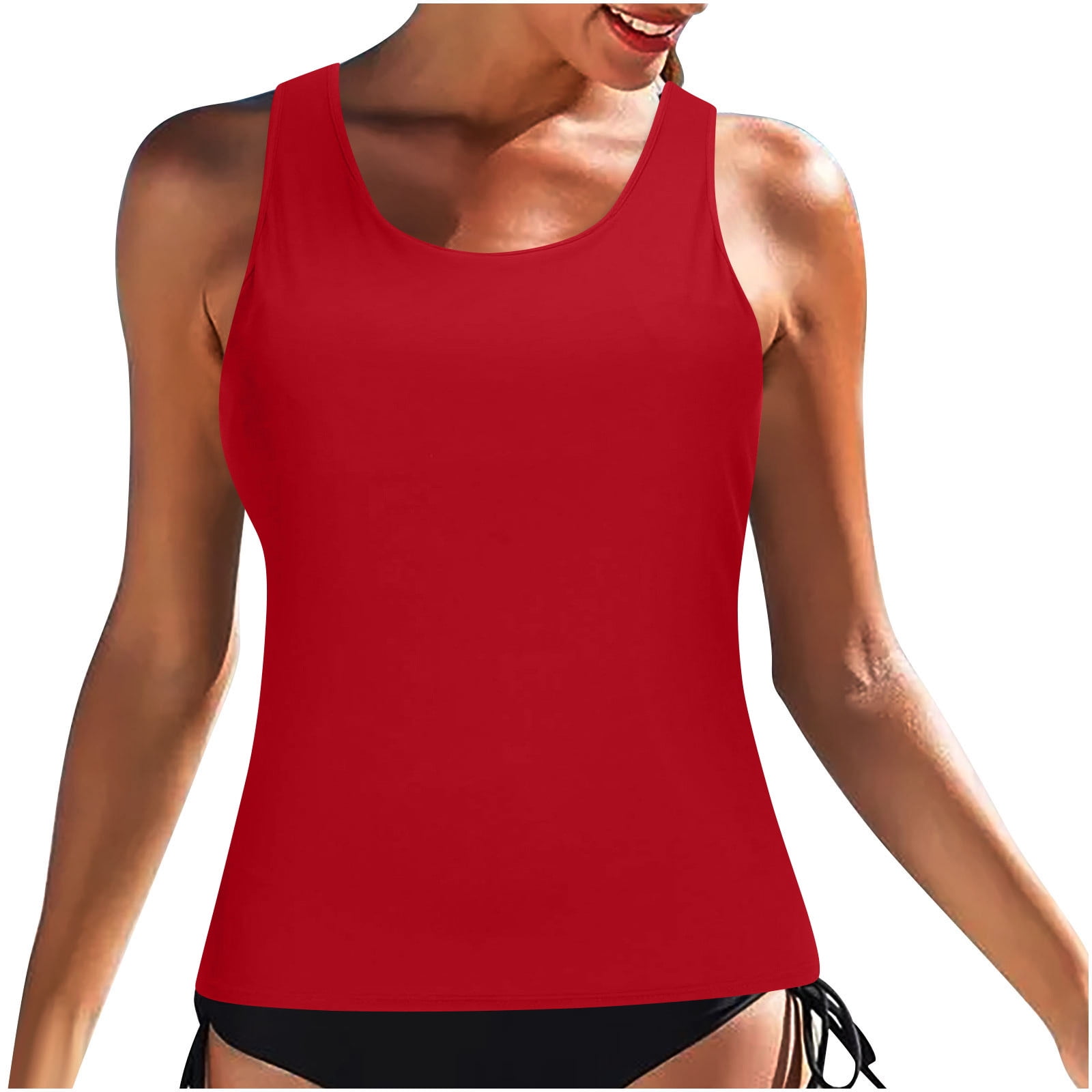 Miqool Tankini Top for Women, Padded Sexy Cutout Back Swimwear Top Only ...