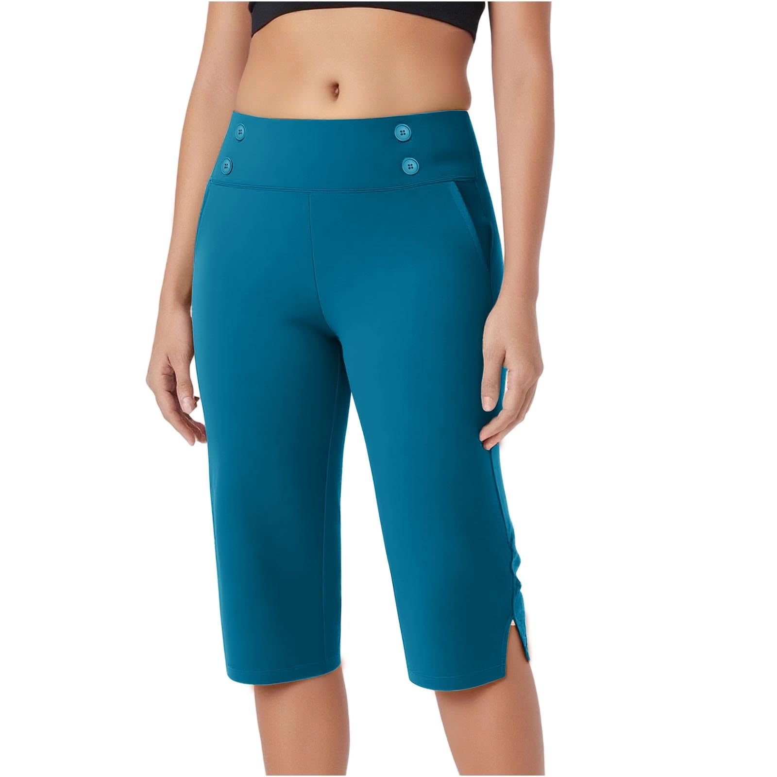 Miqool Women's Capri Pants Summer Pull-On Stretch Golf Pants High ...