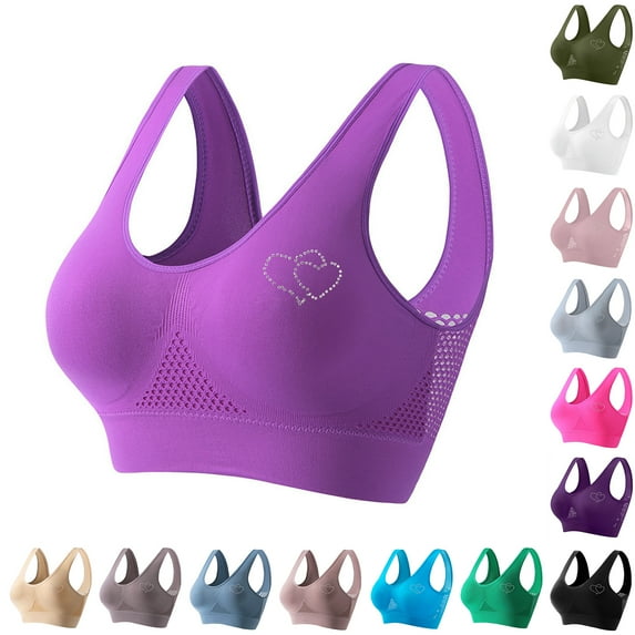 Miqool Women's Seamless Wireless Sports Bras No Underwire Supportive ...