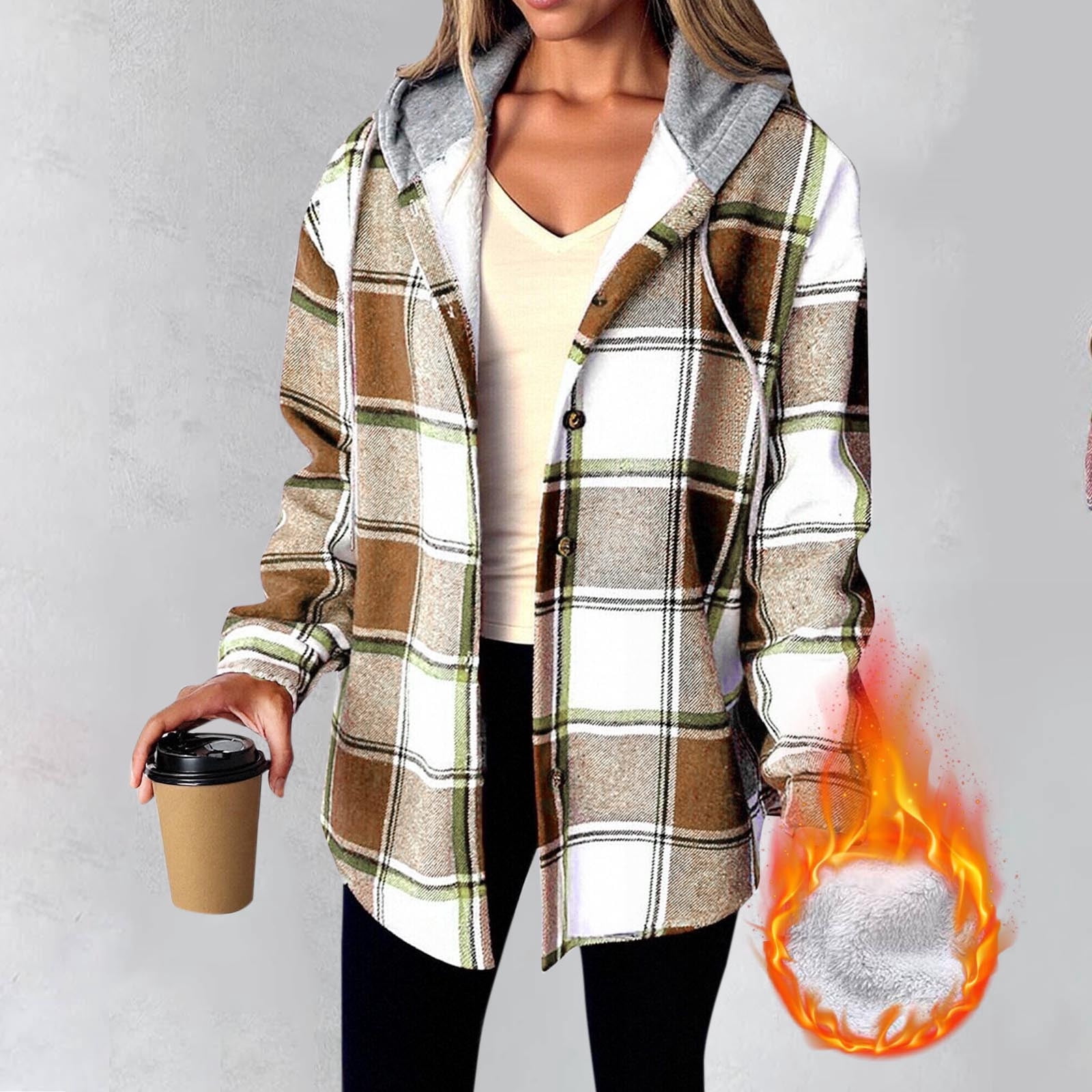 Miqool Womens Fall Coat Lightweight Casual Jacket 2025 Plaid Long ...