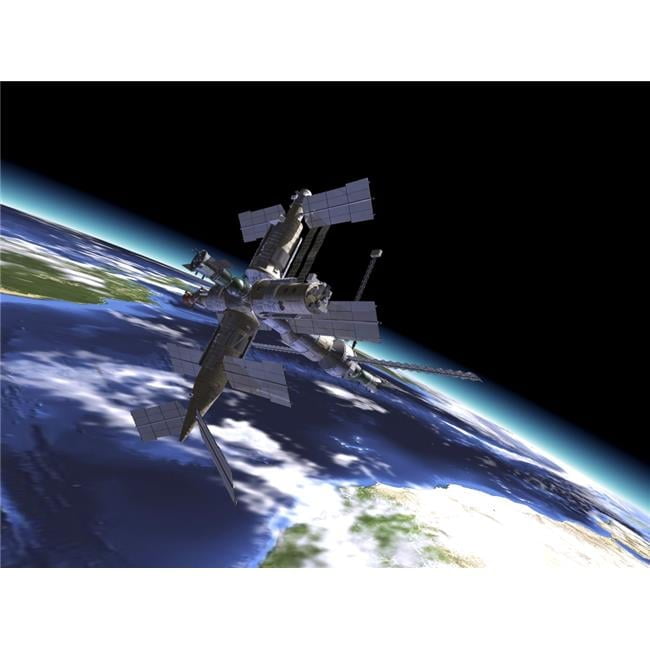 Mir Russian Space Station in Orbit Over Earth Poster Print, 32 x 24 ...