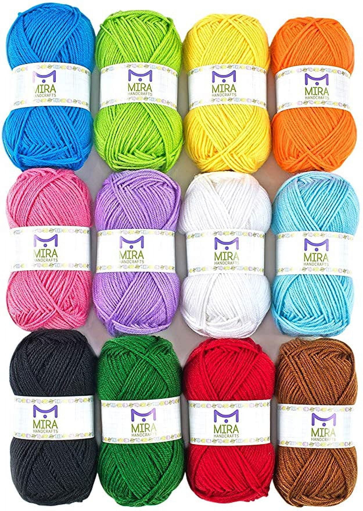 Mira HandCrafts Acrylic Yarn - 12 50g Multicolor Knitting and Crochet ...