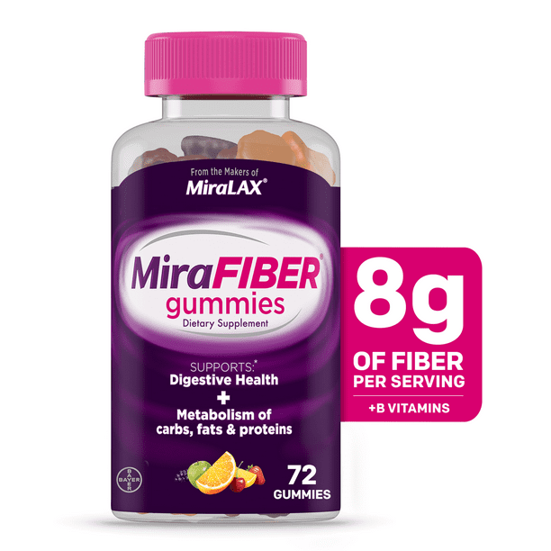 MiraFIBER Gummies, 8g Prebiotic Fiber and Metabolism Support, 72 Count - Walmart.com