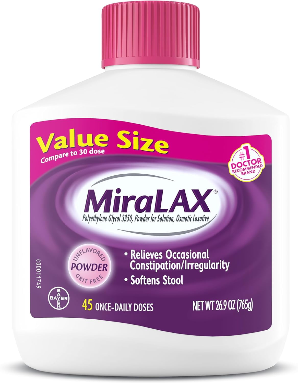 MiraLAX Gentle Constipation Relief Laxative Powder, Stool Softener with ...
