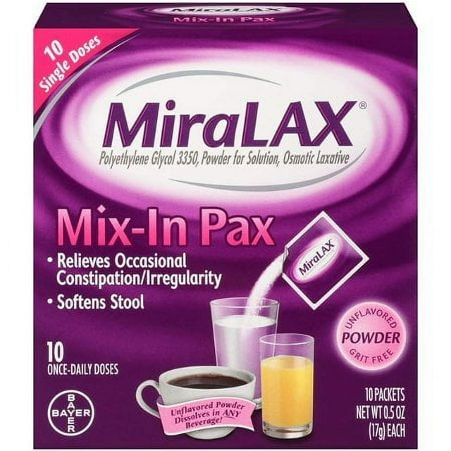 MiraLAX Laxative Powder, Gentle Constipation Relief, Single Serve ...
