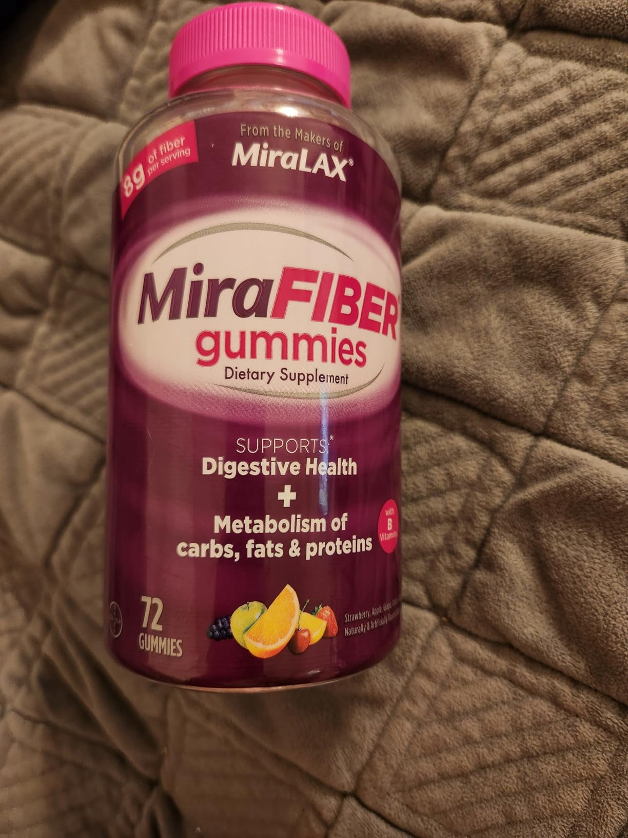 MiraLAX MiraFIBER Gummies, Fruit Flavored Prebiotic Fiber Supplement ...