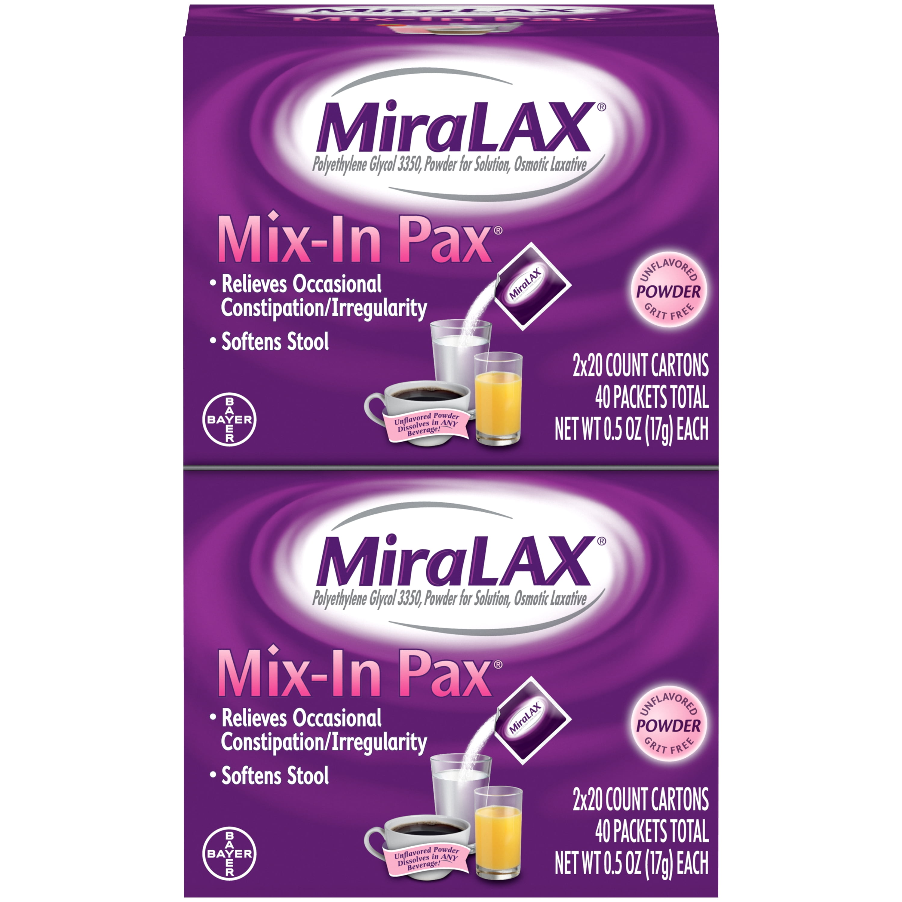 MIRALAX Mix-In Pax 40ct. HSA/FSA Eligible - Walmart.com