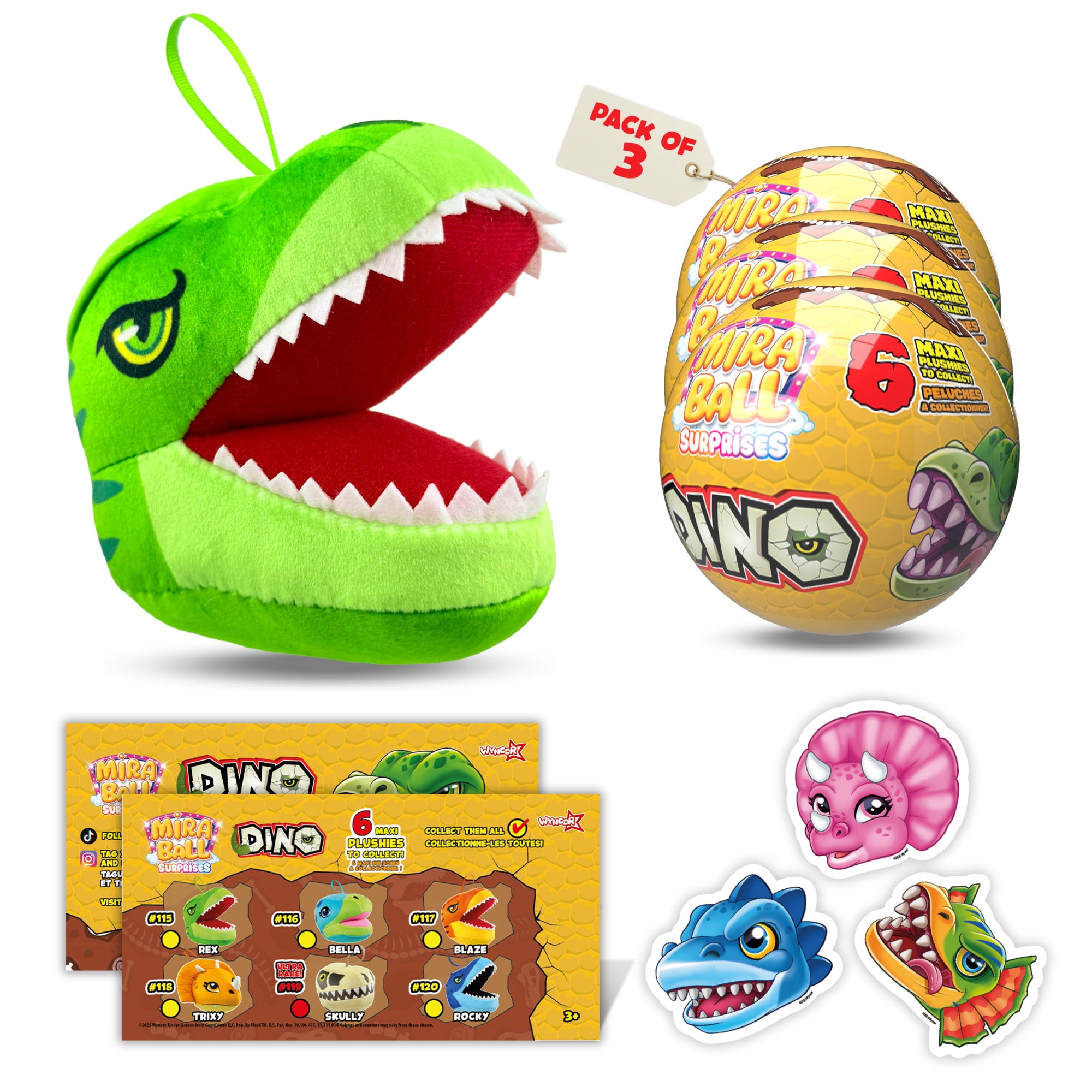 Miraball Surprises Dino - Pack of 3, Blind Capsule Toys with Expandable ...
