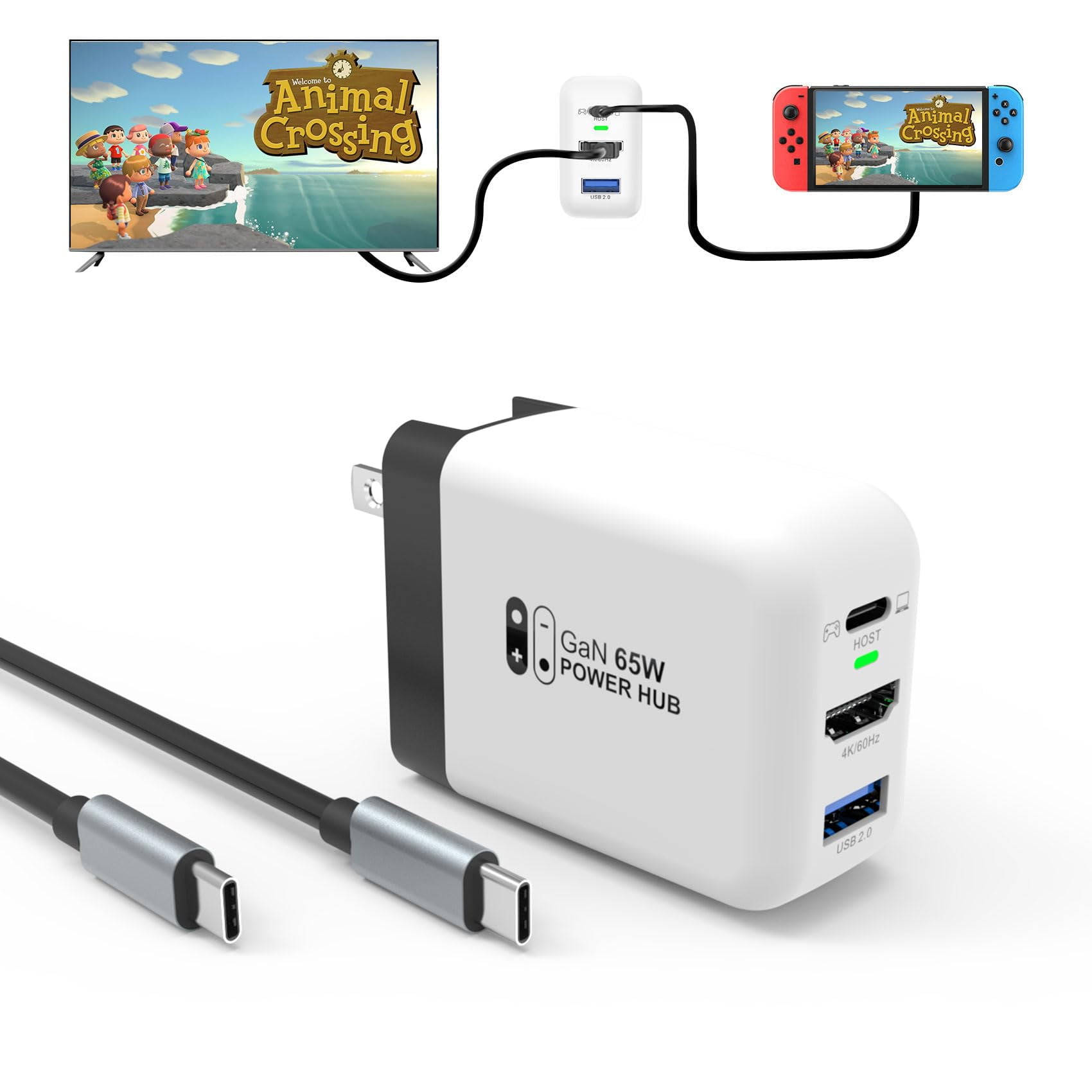 Mirabox 65W Portable Dock Charger for Nintendo Switch, Compatible with Switch OLED/Steam Deck ...