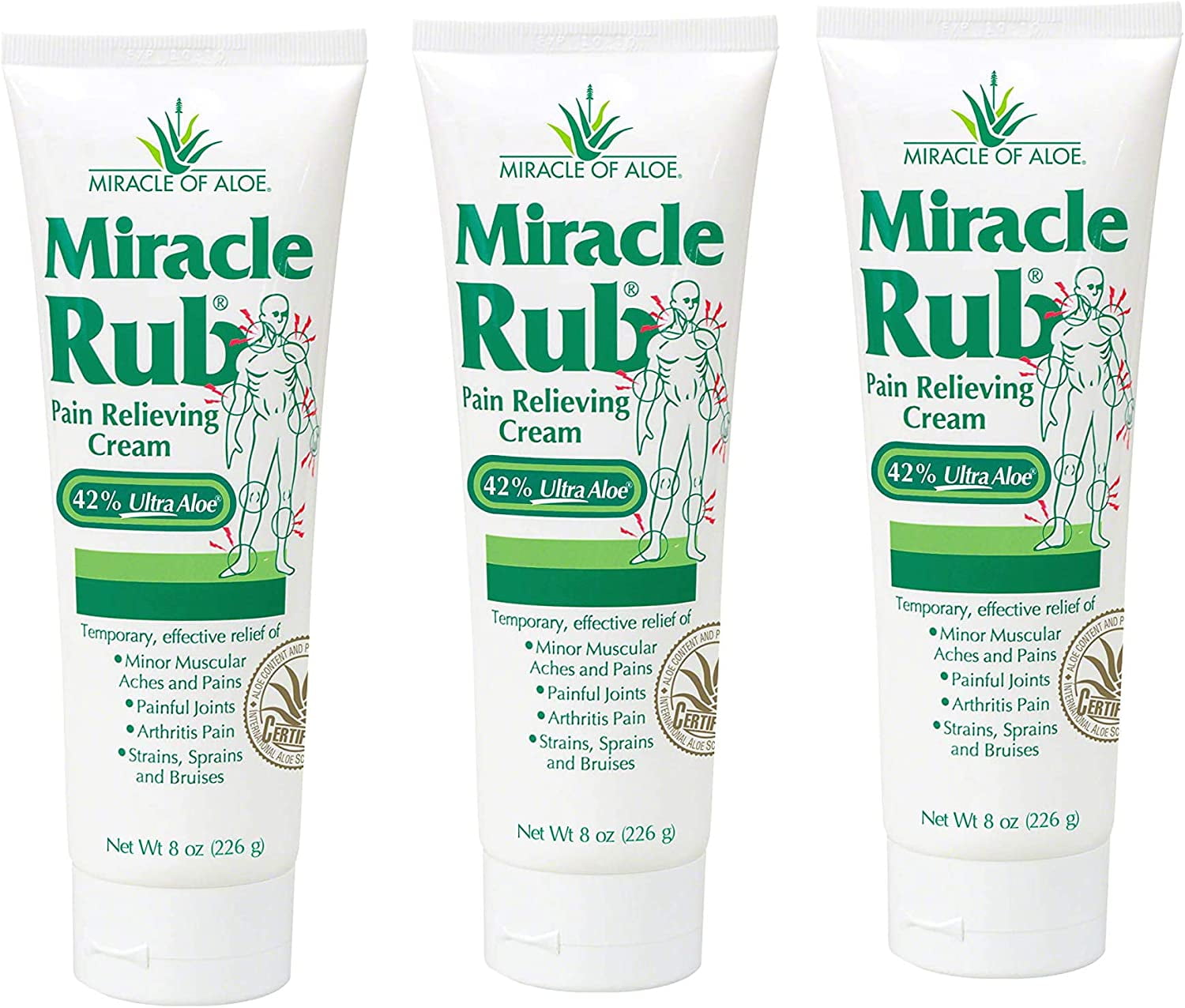 Miracle of Aloe Miracle Rub Pain Relieving Cream 8 oz, Fast & Effective ...