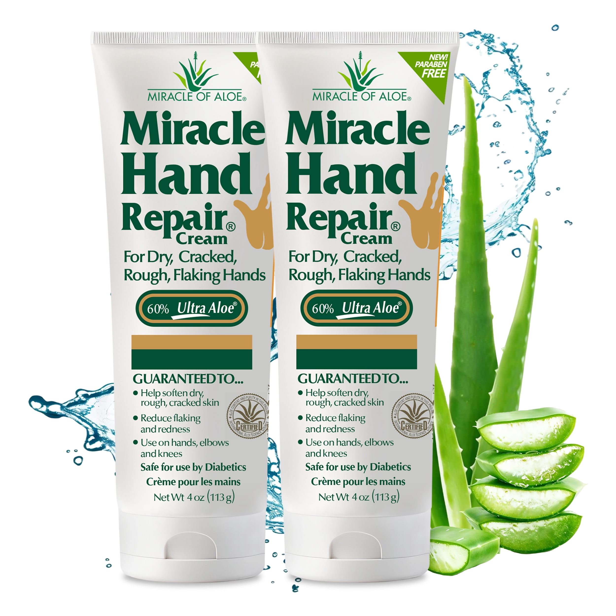 Miracle of Aloe Hand Repair Cream 4 oz, 2-Pack Moisturizes Dry Hands ...