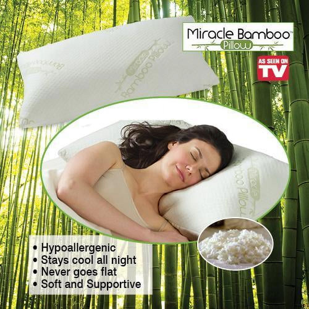 Miracle Bamboo Pillow, Queen Size Memory Foam Pillow with Bamboo ...