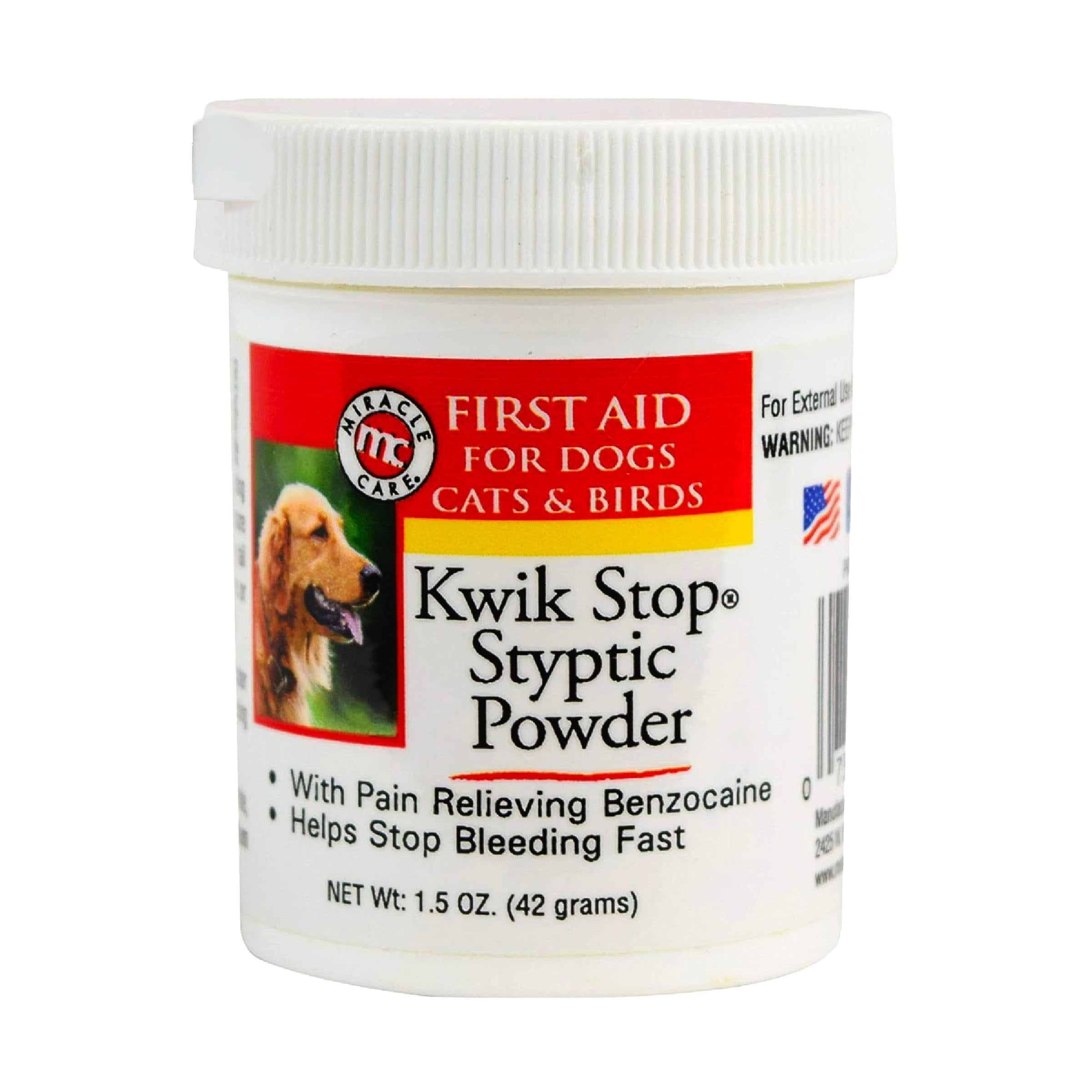 Miracle Care Kwik Stop Styptic Powder For Dogs, Cats and Birds, 1.5 ...