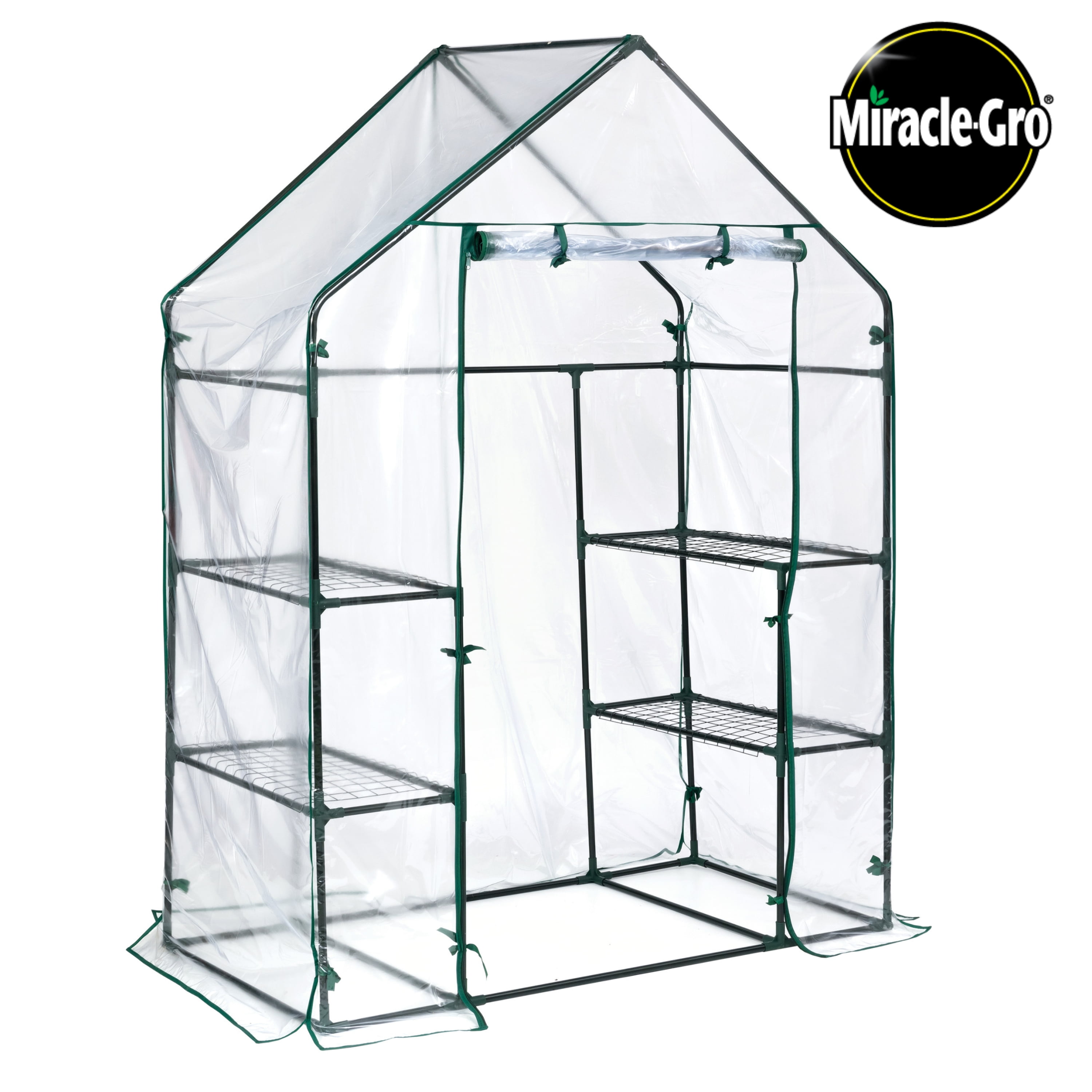 Miracle-Gro Mini Walk-in Greenhouse, 4'8"x29"x6'5", 4 Shelf, Easy ...