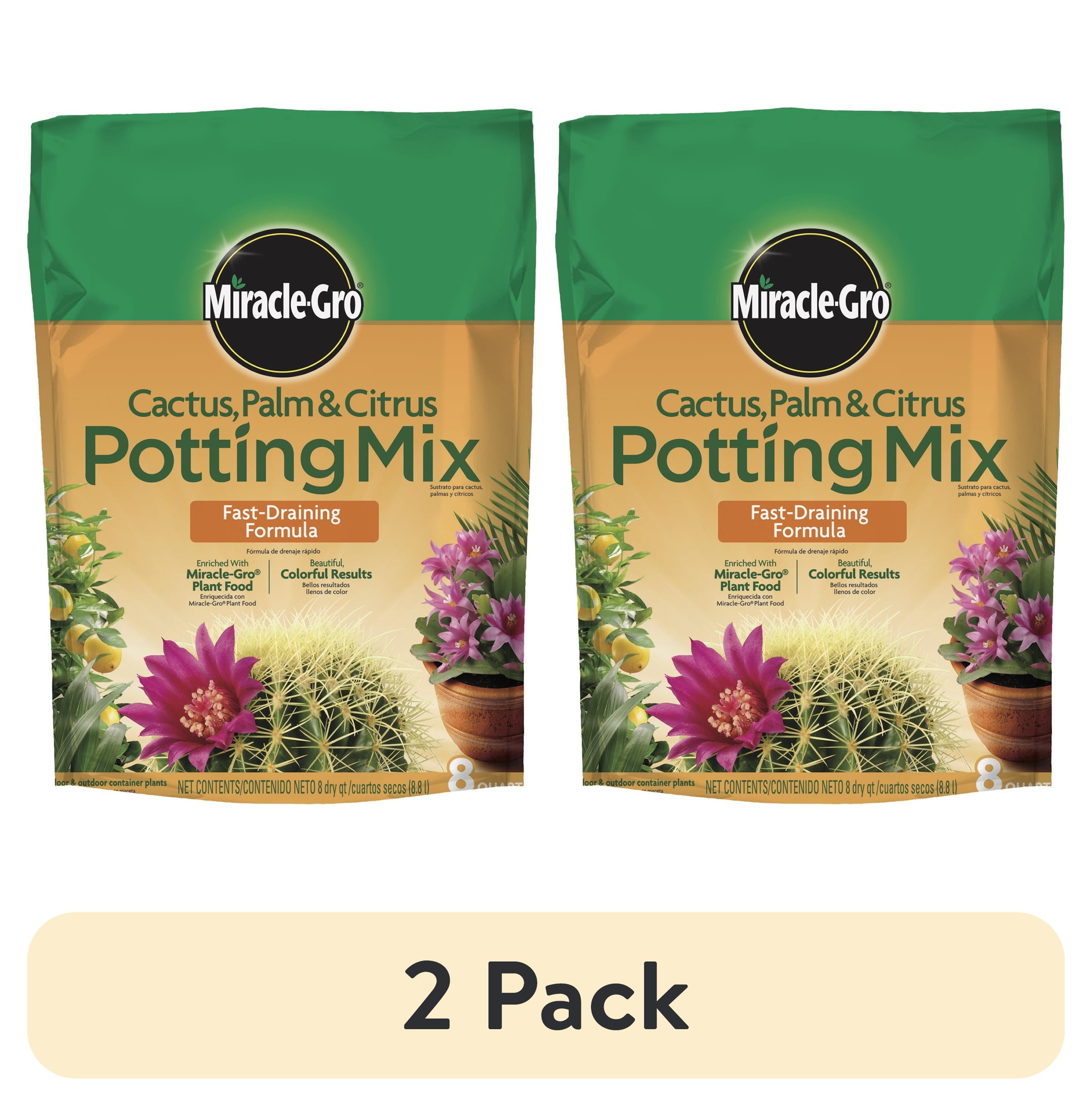 (2 pack) Miracle-Gro Cactus, Palm and Citrus Potting Mix, For Potted ...