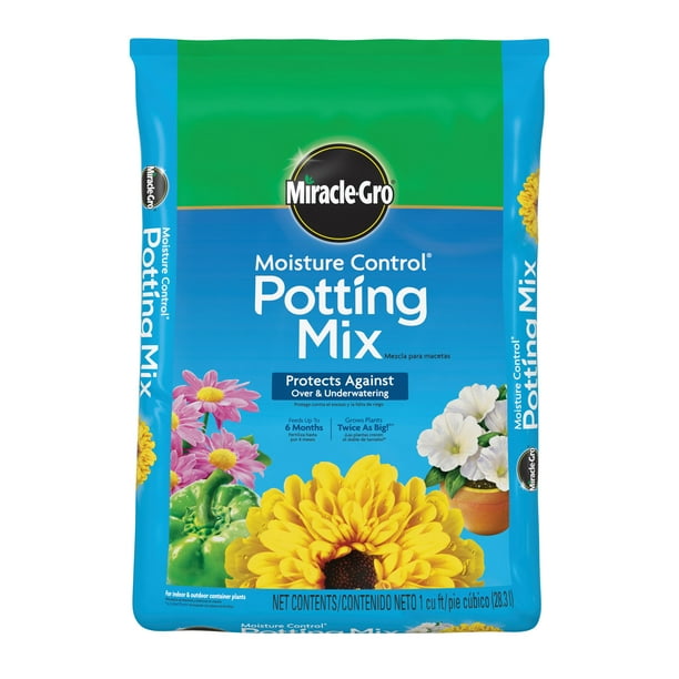 Miracle-Gro Moisture Control Potting Mix for Indoor & Outdoor, 1 cu. ft., Feeds up to 6 Months ...