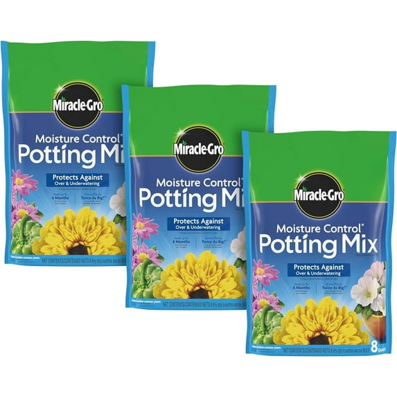 Miracle-Gro Moisture Control Potting Mix, Added Fertilizer Feeds Up to 6 Months, Soil for ...