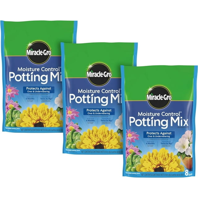 Miracle-Gro Moisture Control Potting Mix, Added Fertilizer Feeds Up to 6 Months, Soil for ...