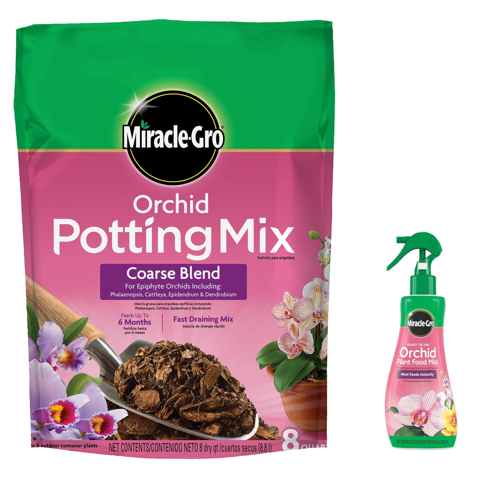 Miracle-Gro Orchid Care Bundle, includes Potting Mix + Plant Food Mist ...