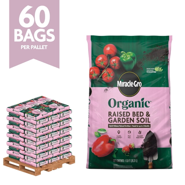 Miracle-Gro Organic Raised Bed and Garden Soil, OMRI Listed, Pallet of ...