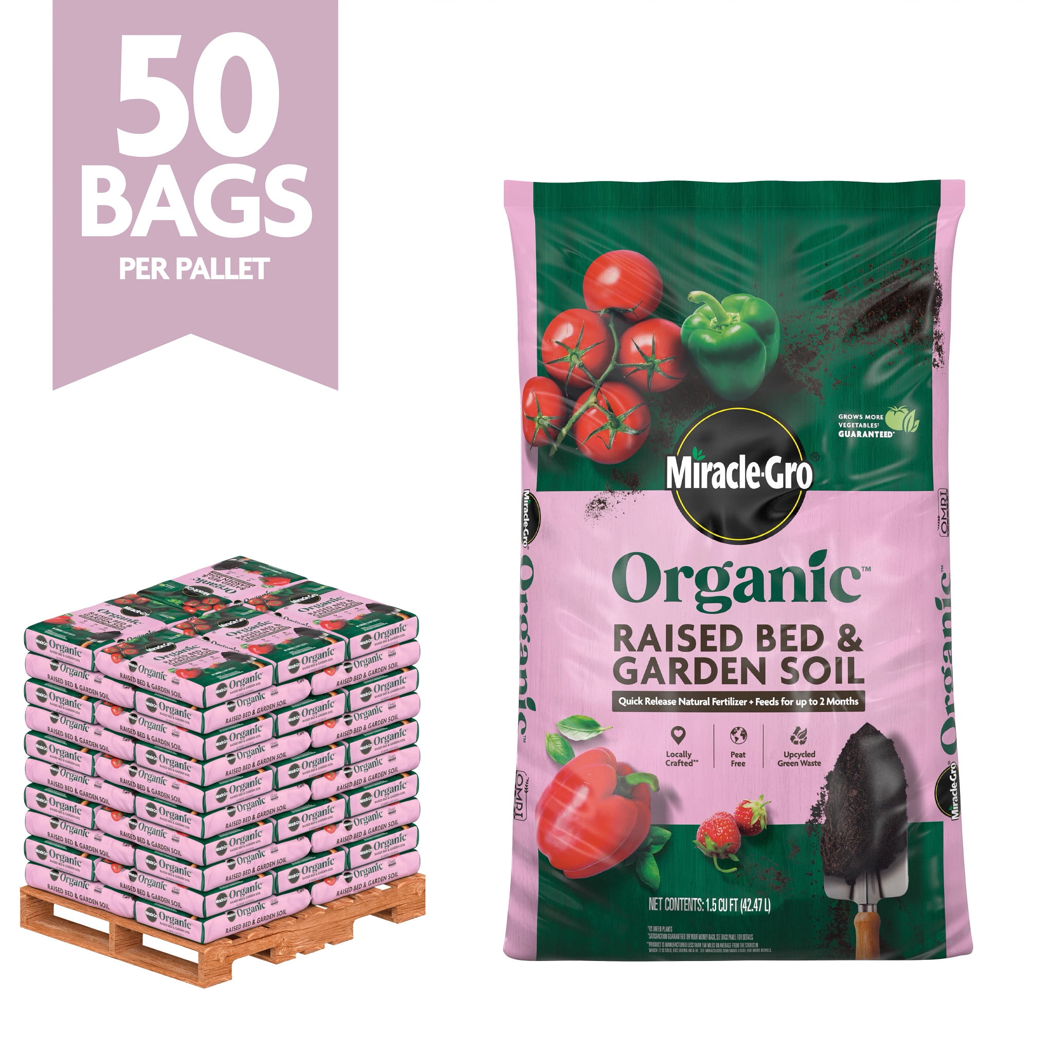 Miracle-Gro Organic Raised Bed and Garden Soil Bulk Pallet, 1.5 cu. ft ...