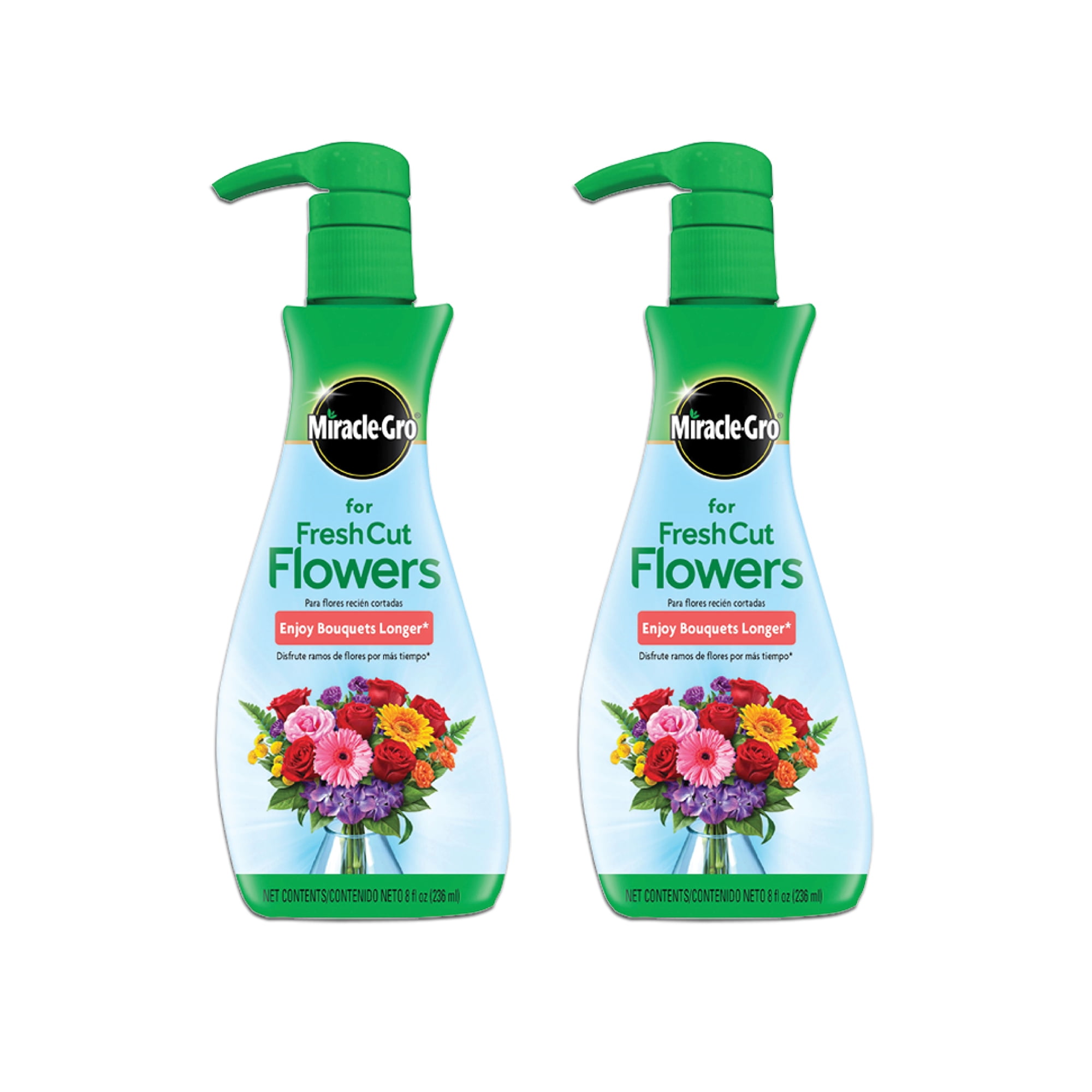 Miracle-Gro Fresh Cut Flowers Solution, 2-Pack, 8 fl. oz. Bottles for ...
