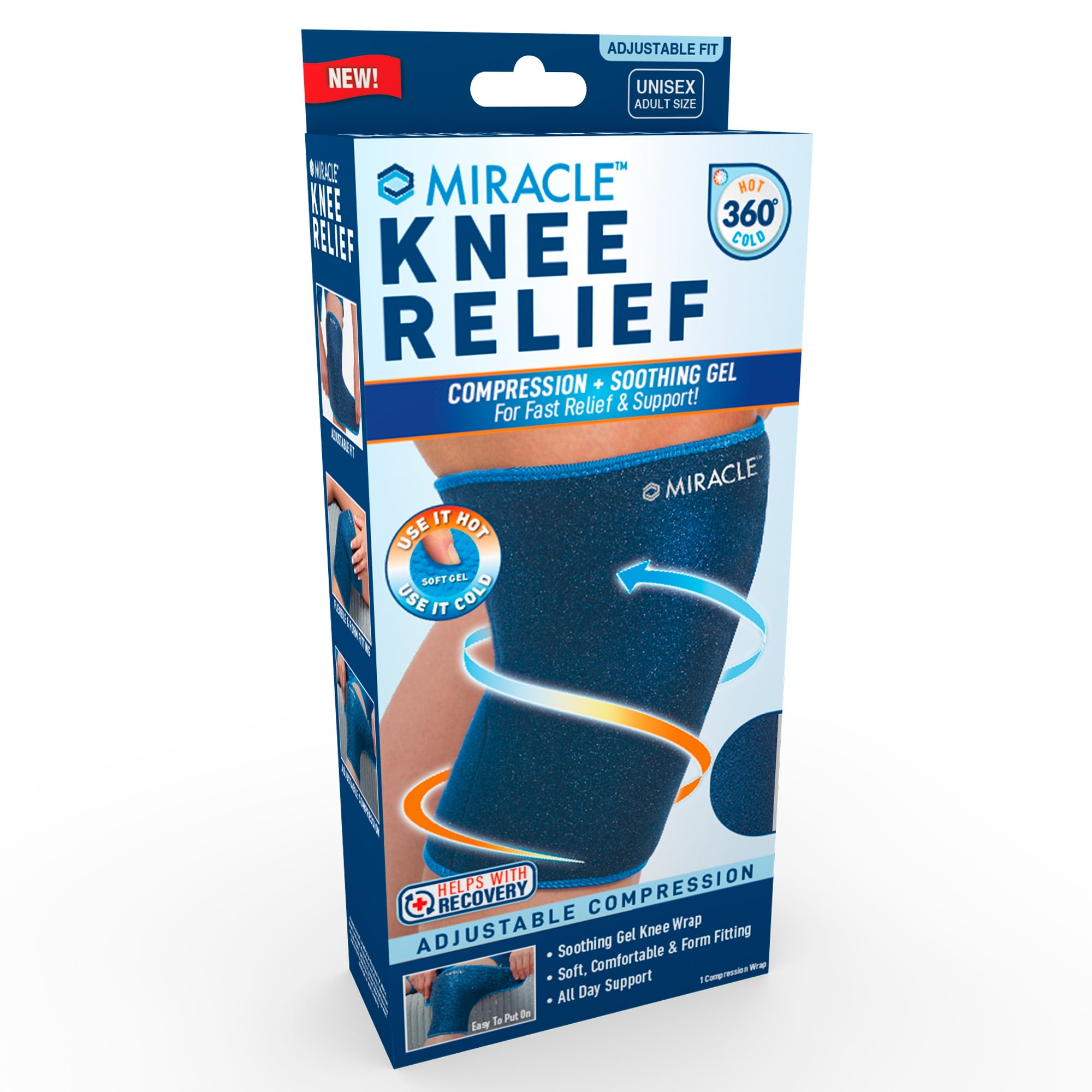 Miracle Knee Relief Gel-Infused Compression Wrap, 360-Degree Knee Support for Men & Women ...