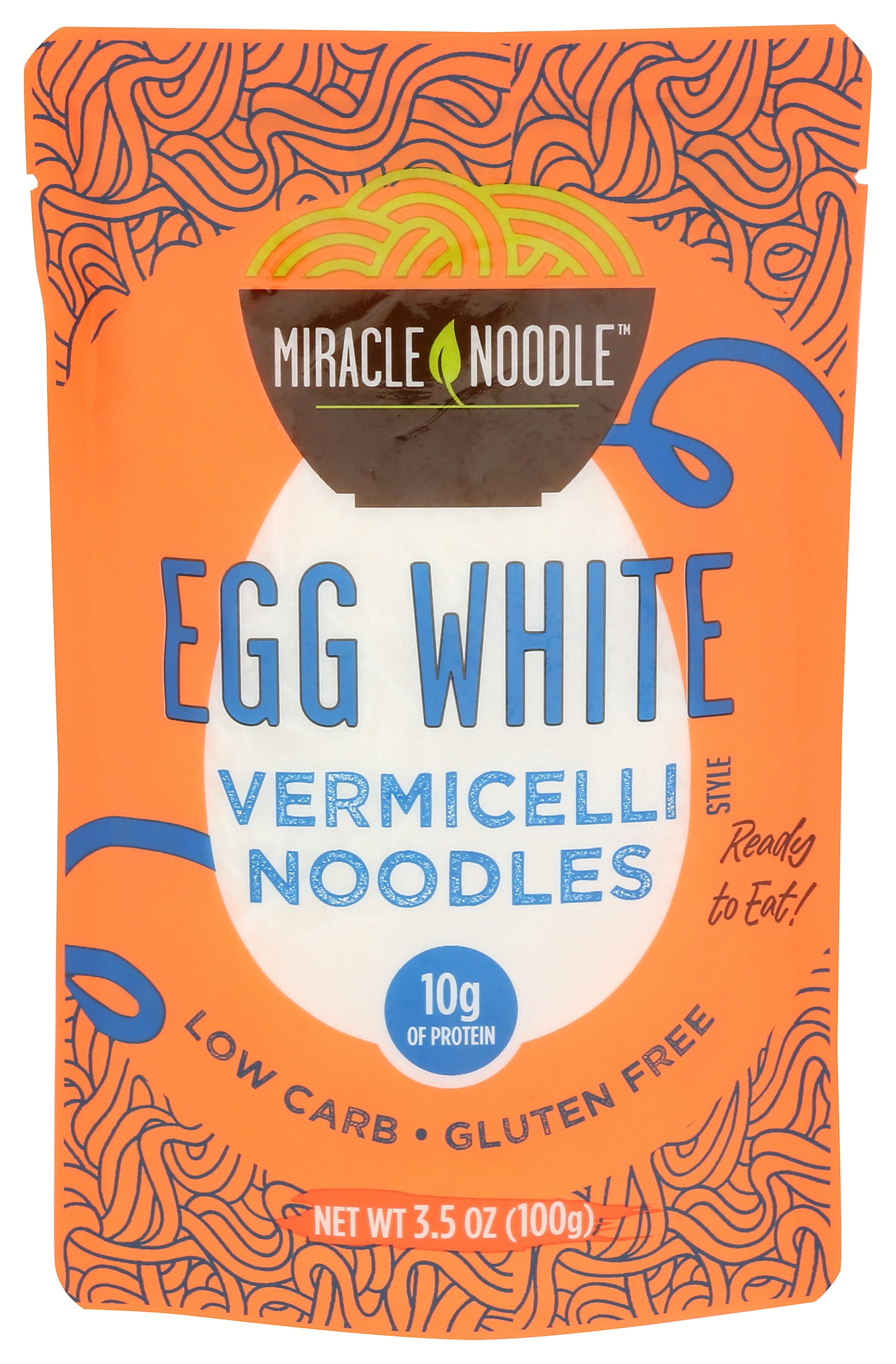 Miracle Noodle Egg White Vermicelli High Protein Low Carb Pasta 3.5 oz ...