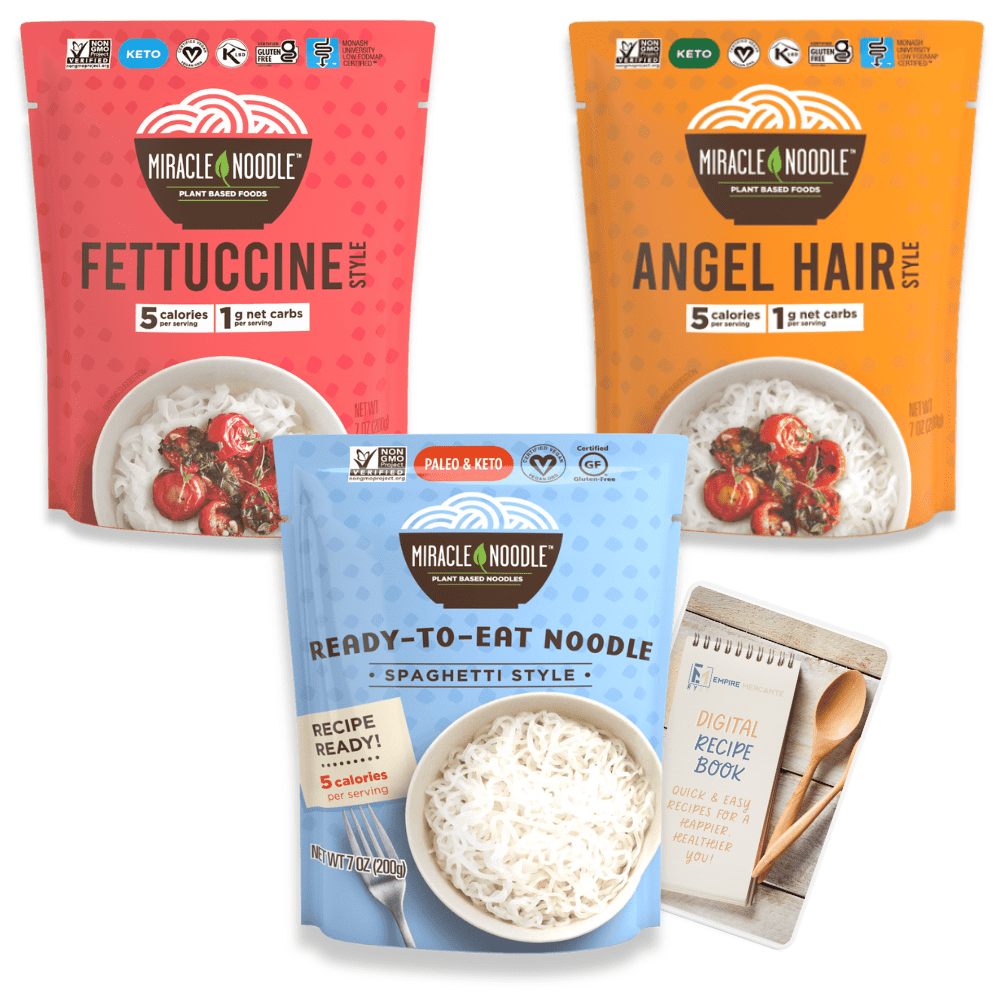 Miracle Noodle Ready to Eat Variety Pack of 3 with Empire Mercante ...