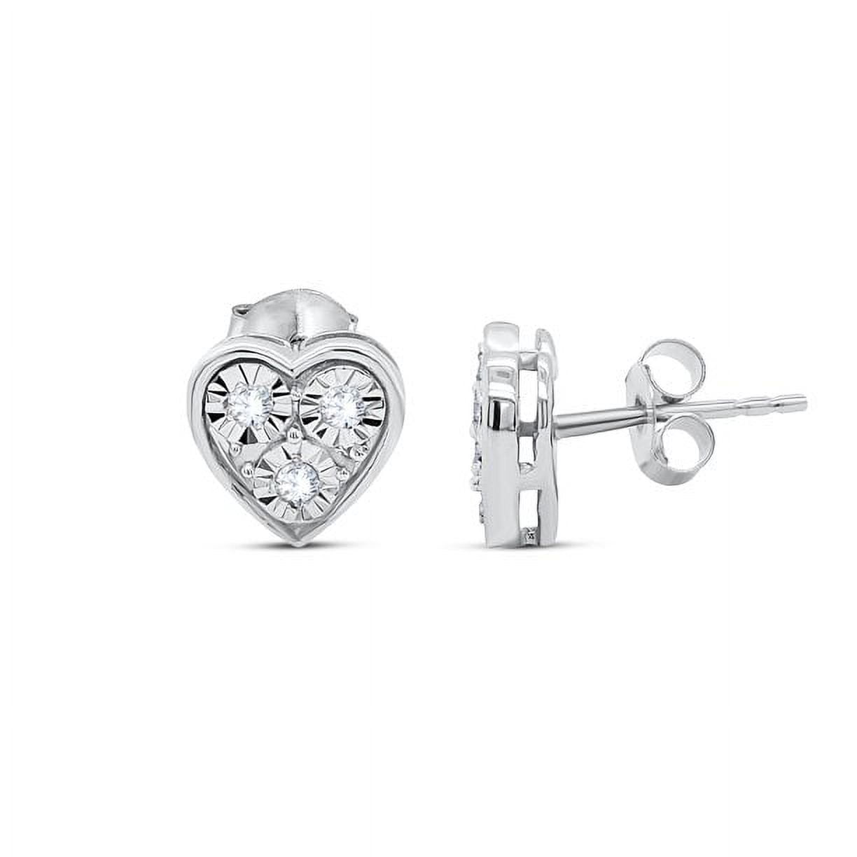 Miracle Plate Three Stone Heart Shape Earrings - 18K White Gold Plated ...