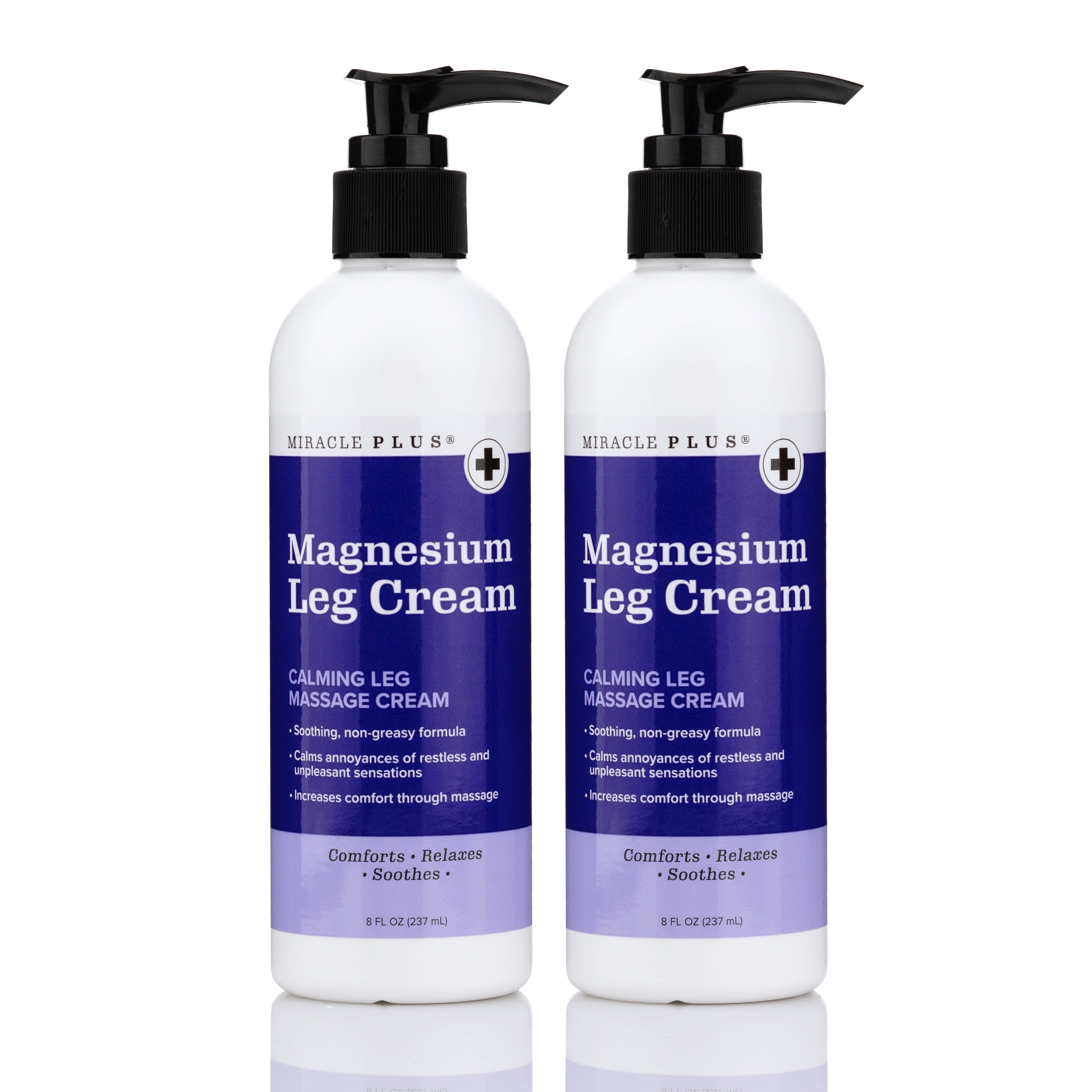 Miracle Plus Magnesium Leg and Foot Muscle Calming Cream, Topical Herbal Moisturizer, Two Pack ...