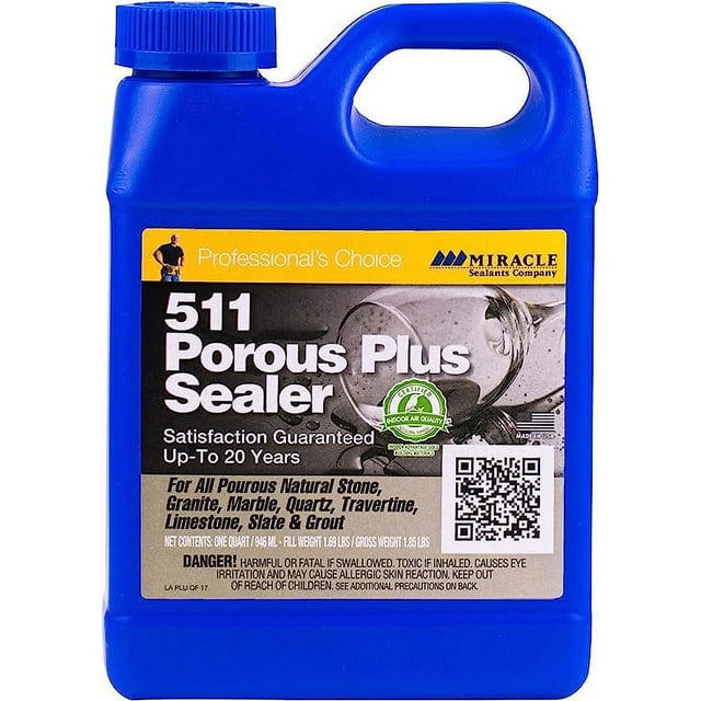 Miracle Sealants 511 Clear Porous Plus Sealer Quart, Stain Proof for ...