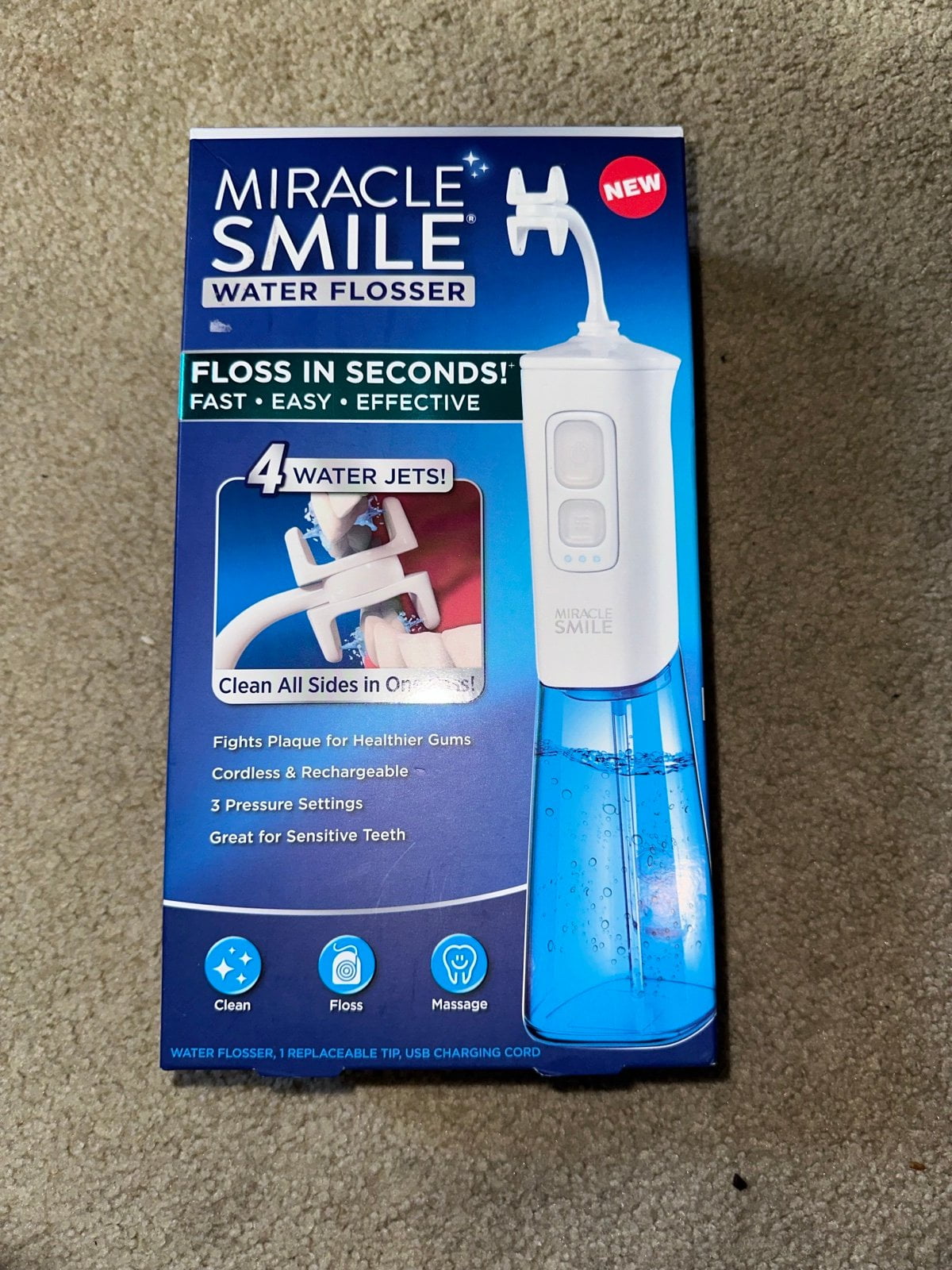 Miracle Smile Water Flosser, Portable Dental Rechargeable Water Flosser ...