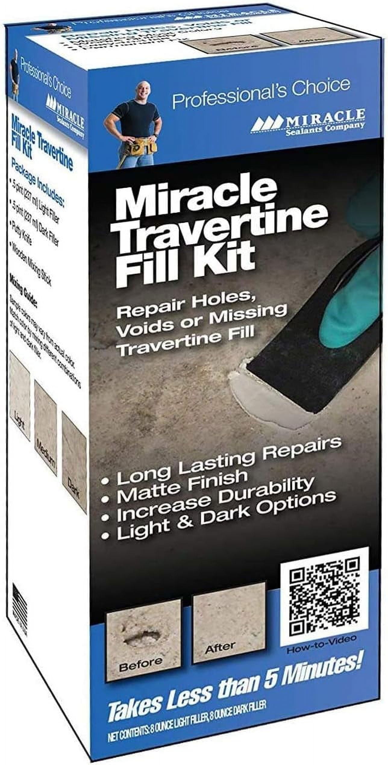 Miracle Travertine/Limestone Chip & Crack Fill Repair Kit w/Light ...