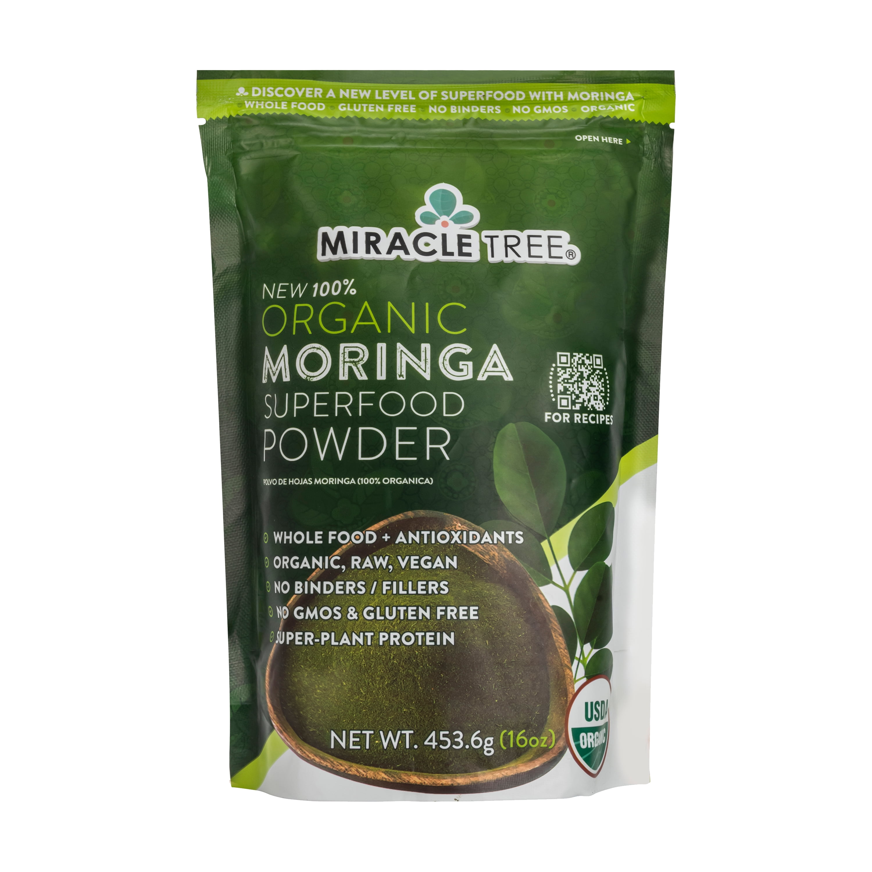 Miracle Tree Organic Moringa Superfood Powder, Plant Based, Herbal ...