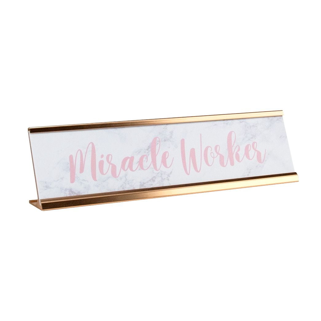 Miracle Worker Faux Marble Desk Plate / 2" x 8" Funny Office Desk Sign ...