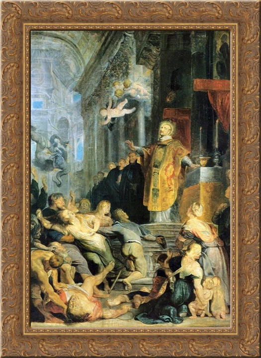 Miracle of St. Ignatius of Loyola 24x18 Gold Ornate Wood Framed Canvas ...