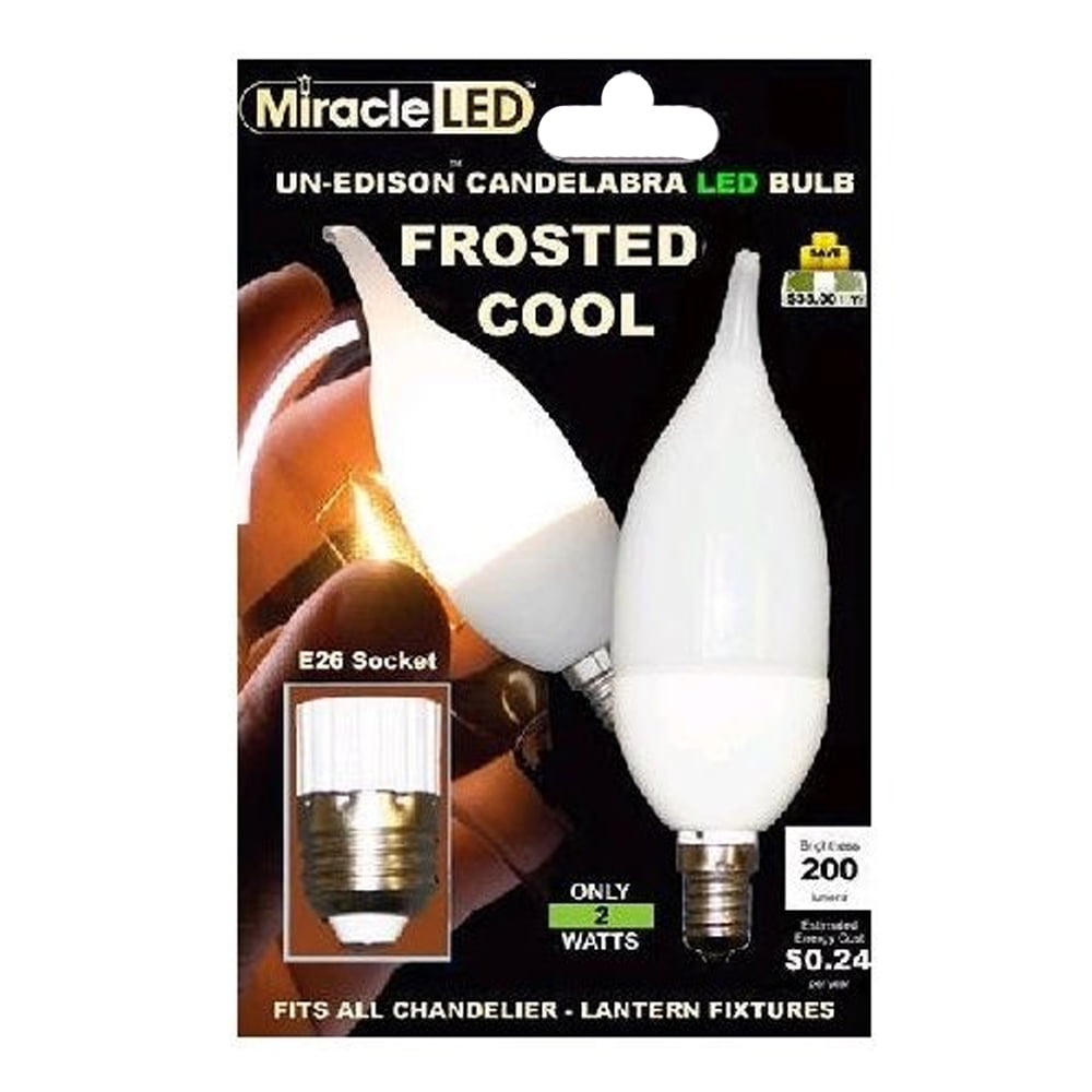 MiracleLED - 604500 Ultra Saver 2-Watt Candelabra Frosted Cool Bulb w ... MiracleLED - 604500 Ultra Saver 2-Watt Candelabra Frosted Cool Bulb w ...