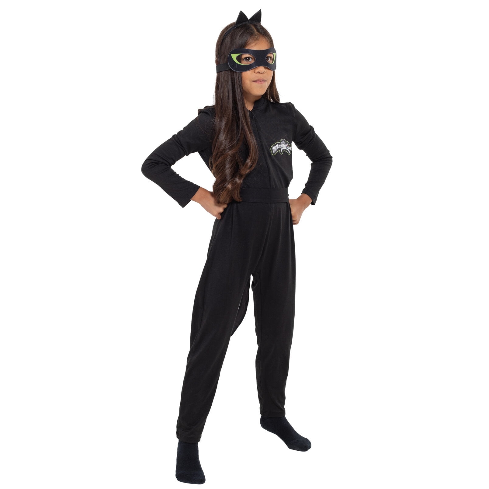 Miraculous Cat Noir Girls' Halloween Dress-Up Suit: 4-Piece Cosplay ...