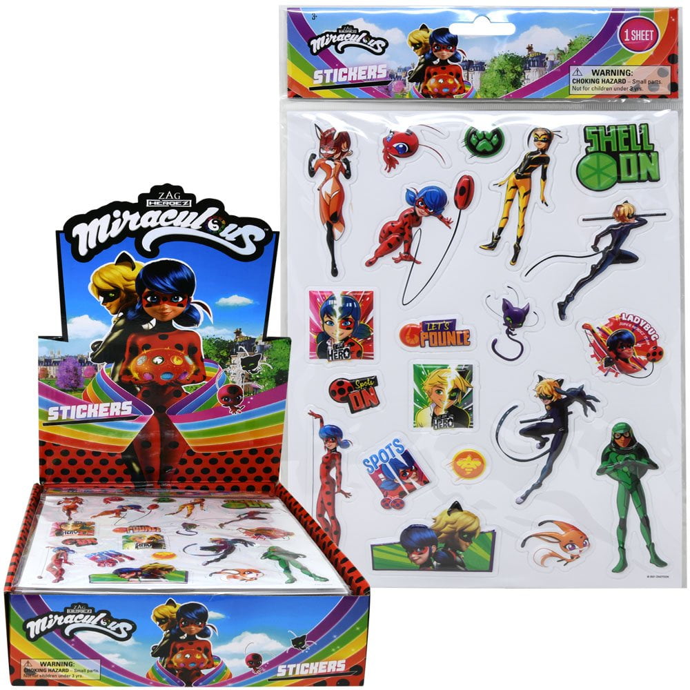 Miraculous Ladybug 10.5x6" Glitter Puffy Stickers in Poly Bag with ...