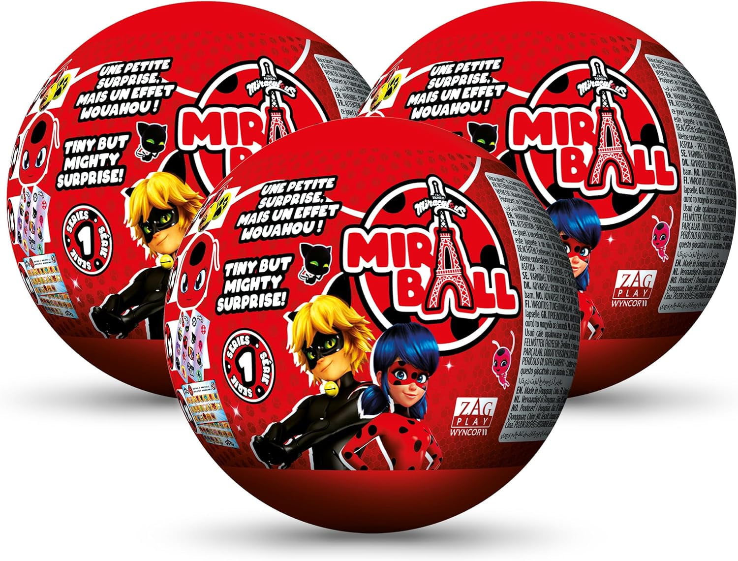 Zag Miraculous Ladybug & Cat Noir Heroes, 4-1 Miraball Toy Pack, Plush ...