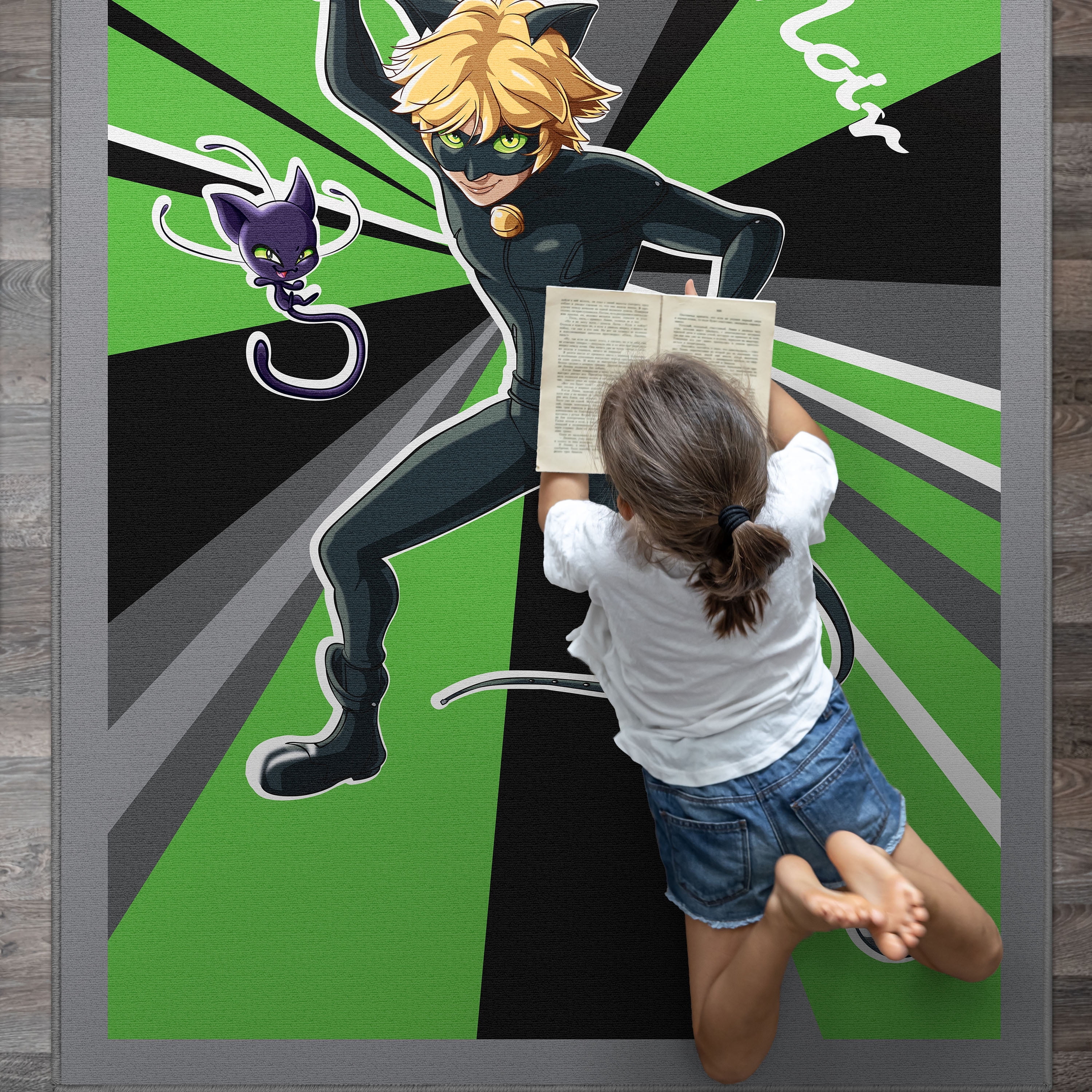 Miraculous Ladybug Cat Noir 3'3" x 5' Green Area Rug by Well Woven ...