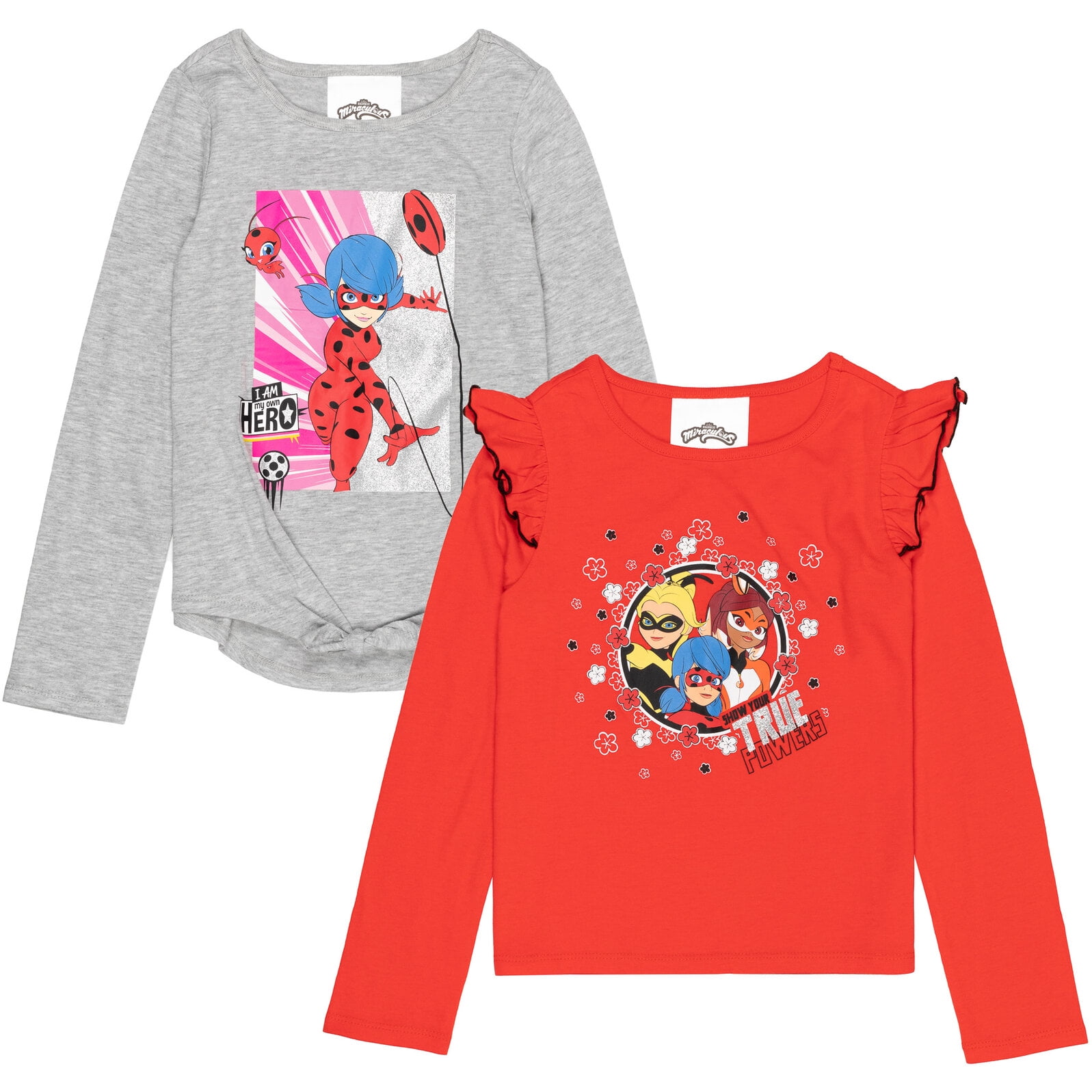 Miraculous Ladybug Cat Noir Rena Rouge Big Girls 2 Pack Long Sleeve T ...